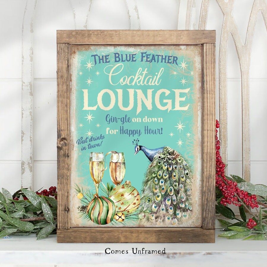 Christmas Peacock Cocktail Lounge Sign Decor Home Bar Drinks - Etsy UK