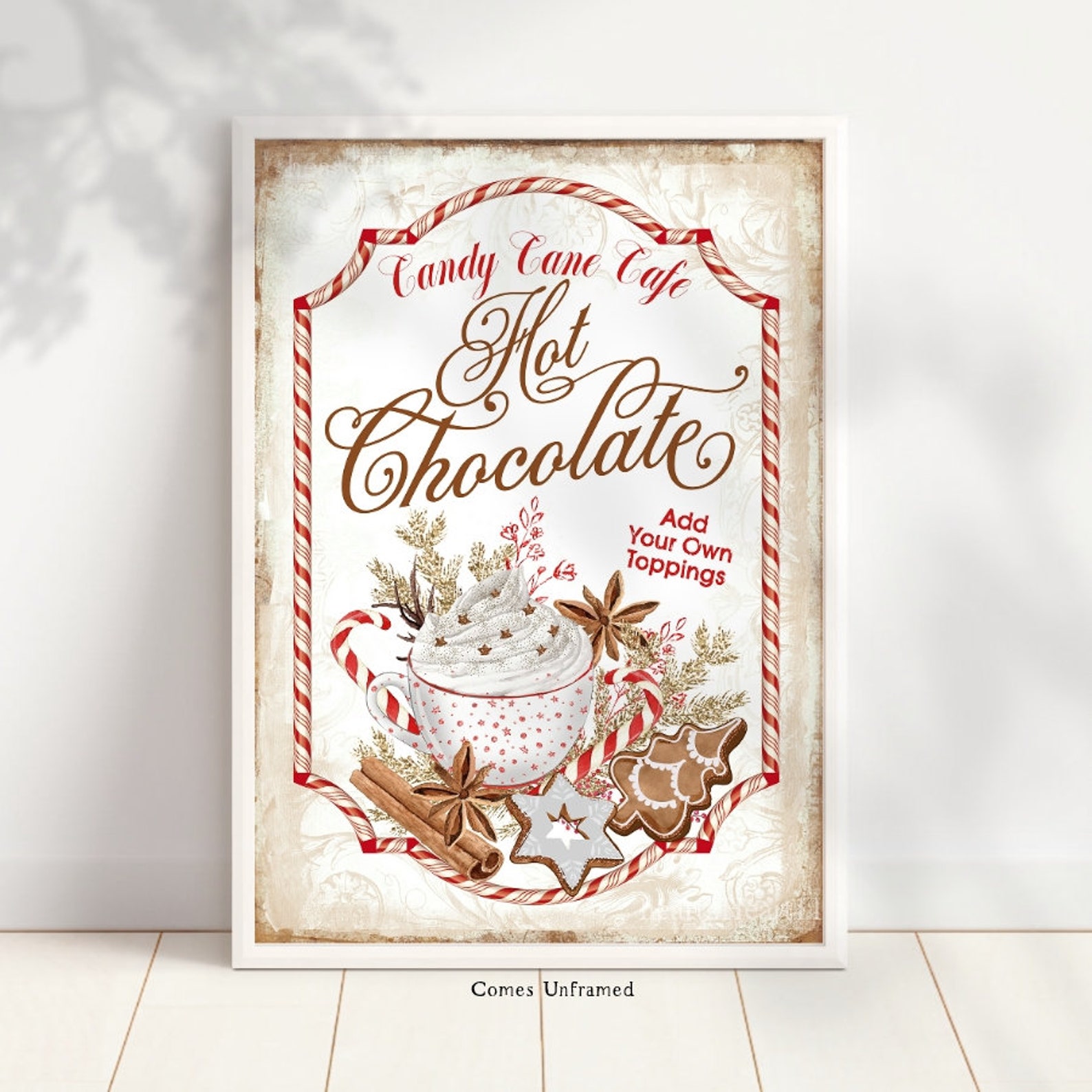 Christmas Hot Chocolate Sign Candy Cane Print Kitchen - Etsy UK