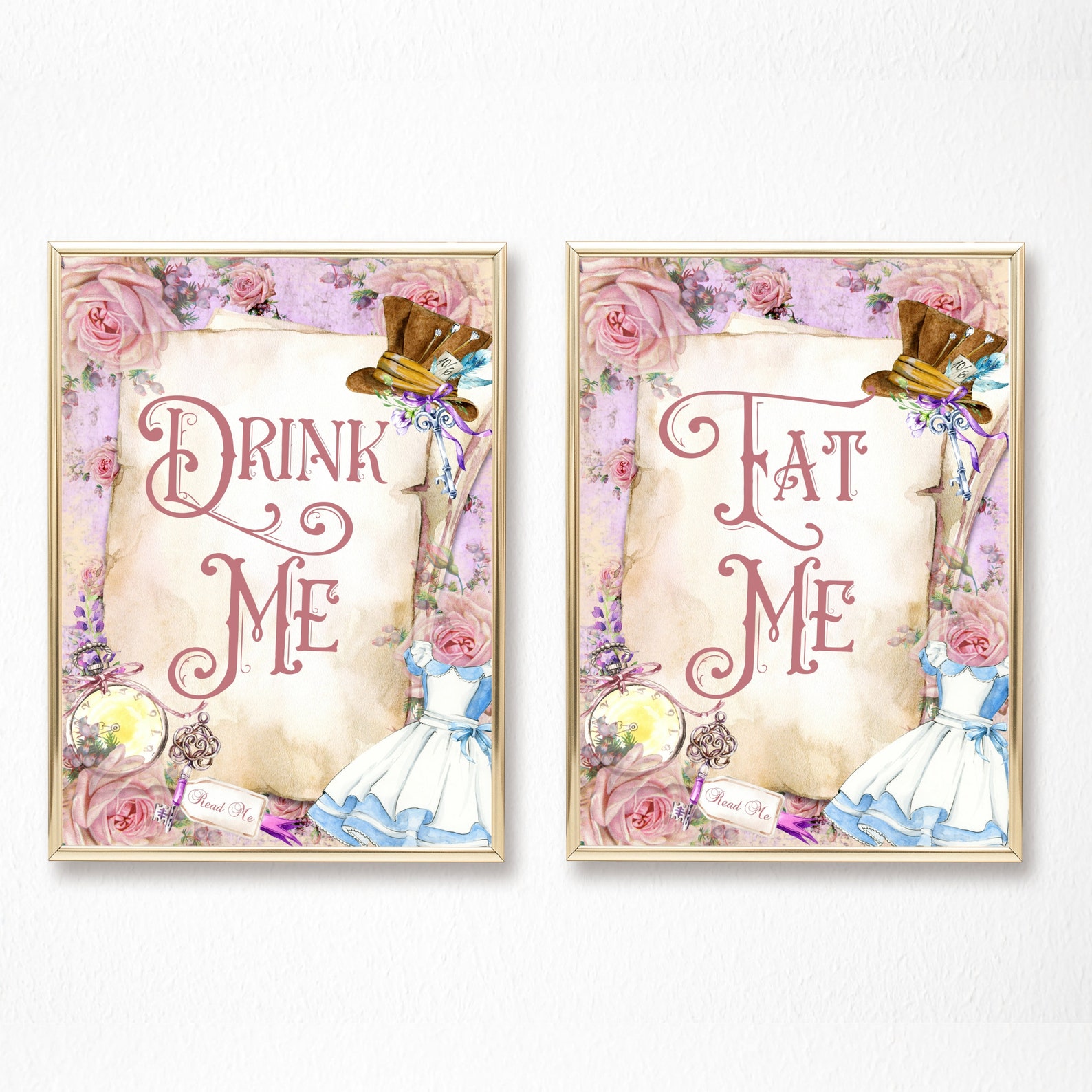 Alice in Wonderland Drink Me Sign Eat Me Sign Tea Party | Etsy