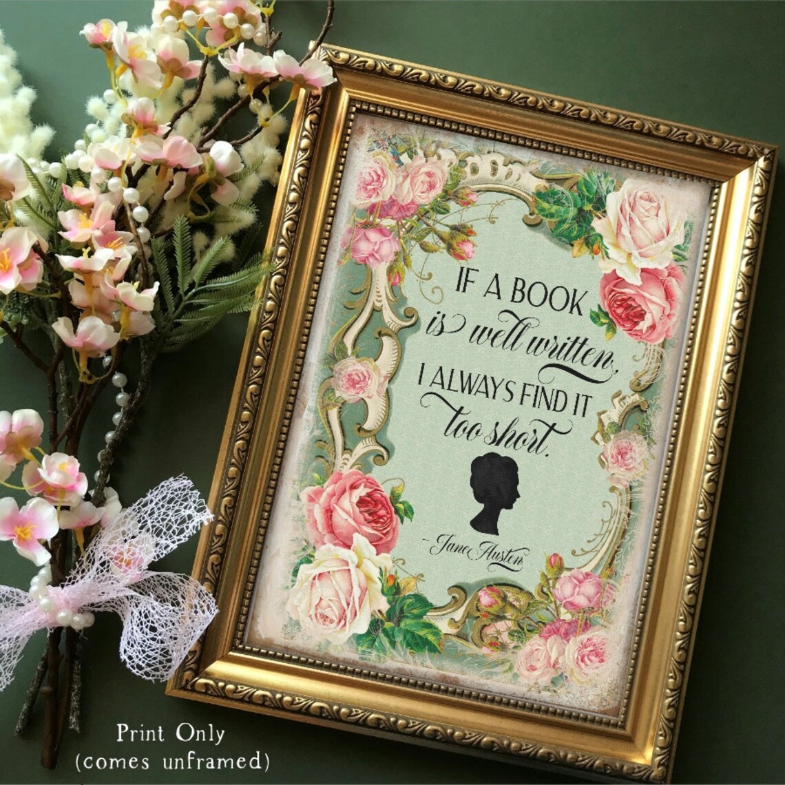 Jane Austen Print Book Quote Reading Wall Art Reading - Etsy UK