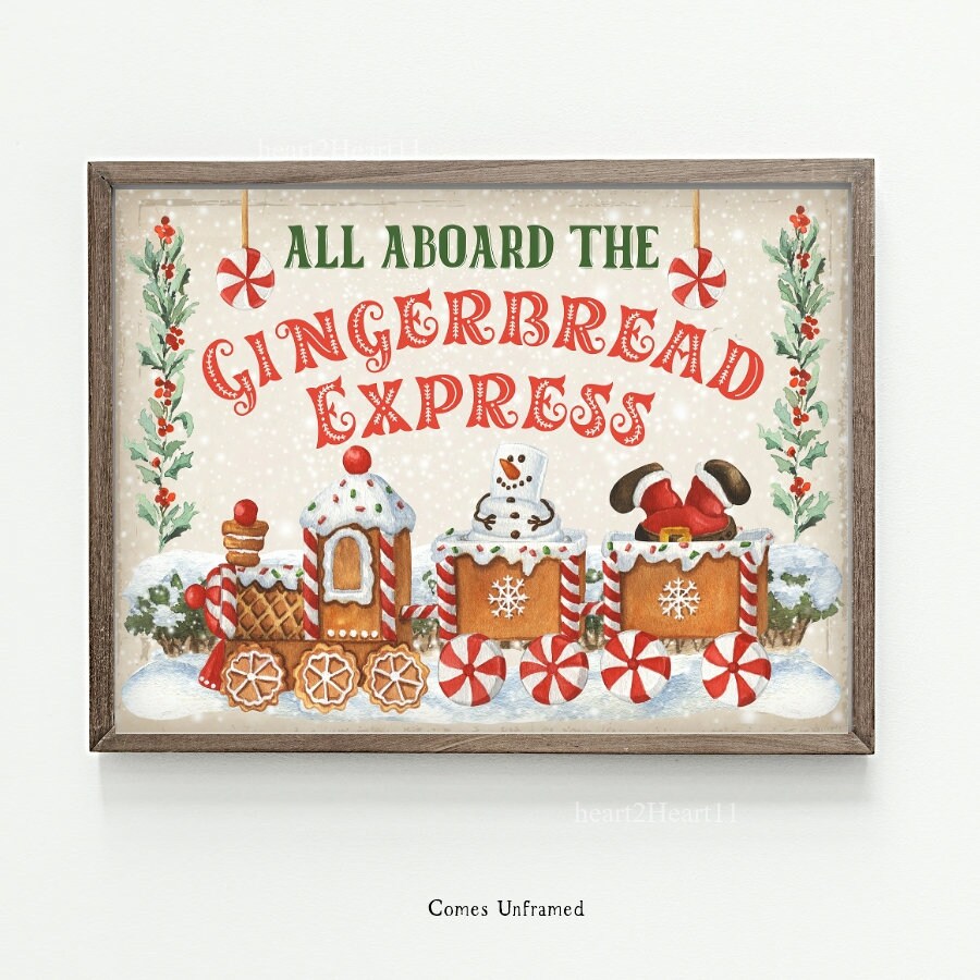 Gingerbread Train Sign Wall Decor Gingerbread Cookies Sign - Etsy