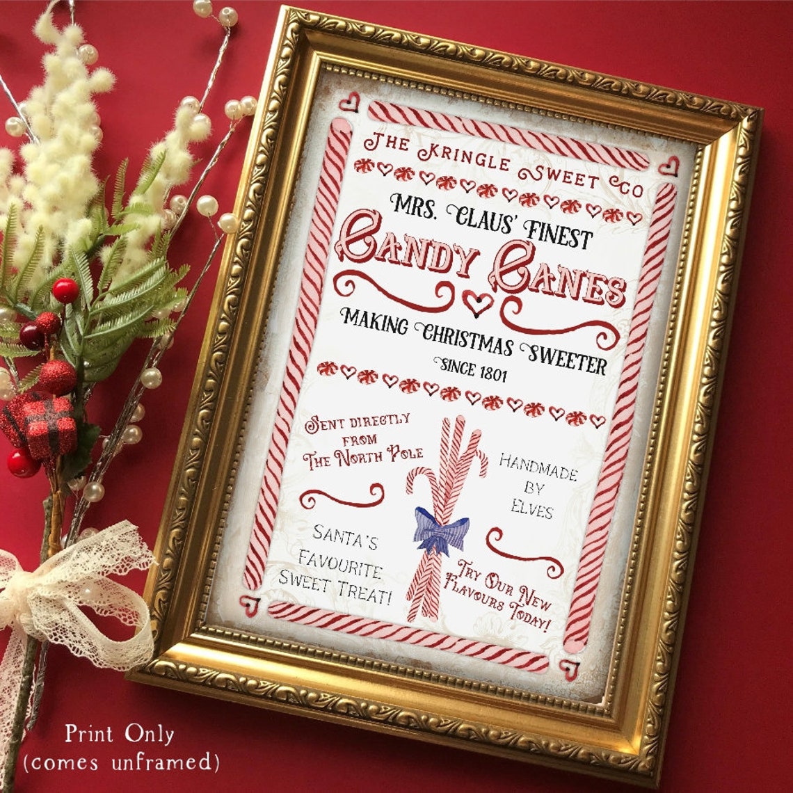 Christmas Sweet Shop Sign Christmas Candy Canes Sign Mrs - Etsy UK