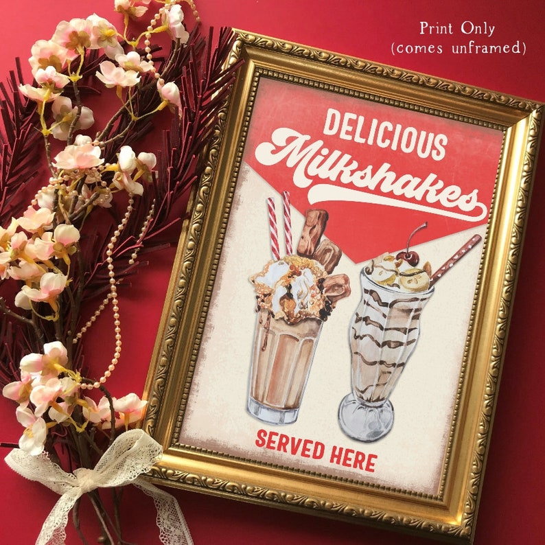Retro Milkshake Sign Vintage Diner Sign Milkshake Sign - Etsy UK
