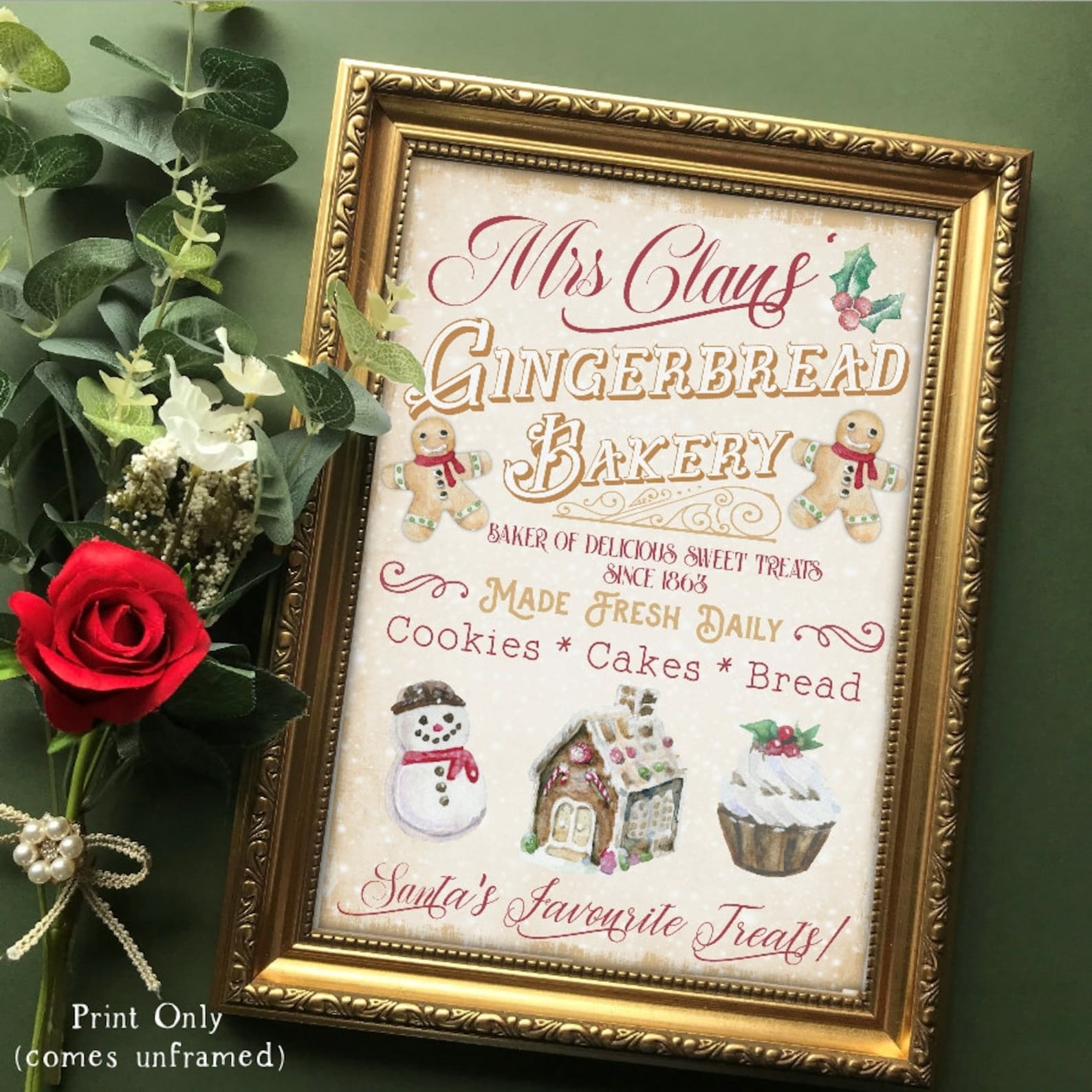 Mrs Claus' Bakery Sign Wall Decor Gingerbread Cookies - Etsy
