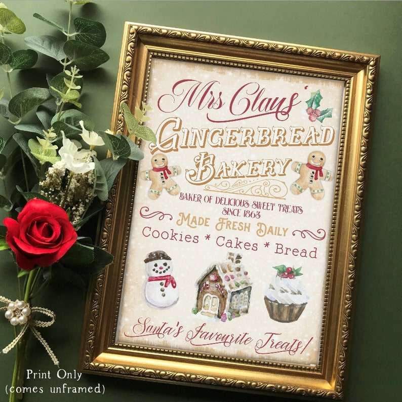 Mrs Claus' Bakery Sign Wall Decor Gingerbread Cookies - Etsy