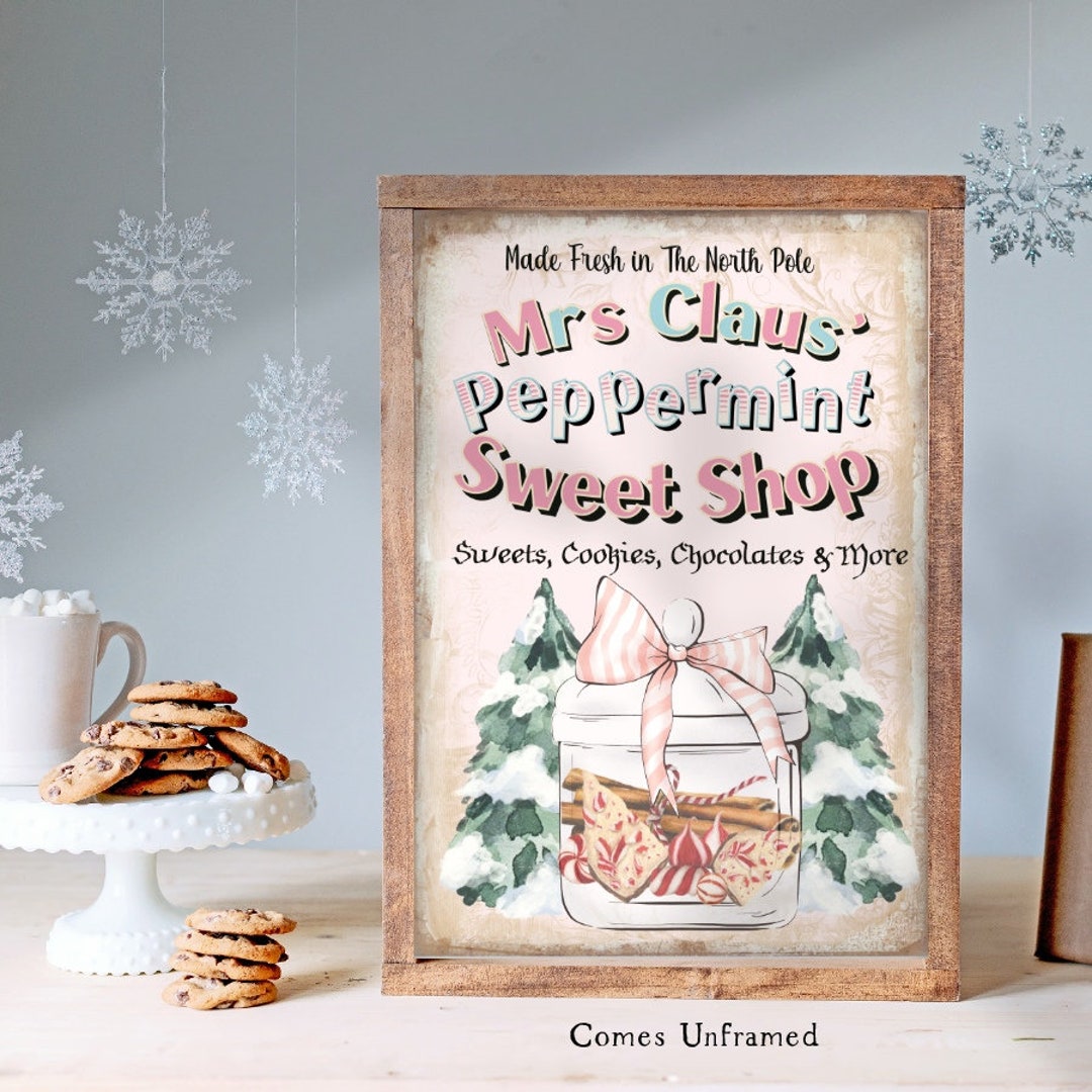 Pink Christmas Sweet Shop Sign Christmas Candy Canes Sign - Etsy UK