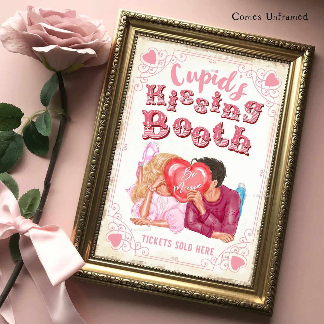 Cupid's Kissing Booth Sign Valentine's Day Wall Art - Etsy