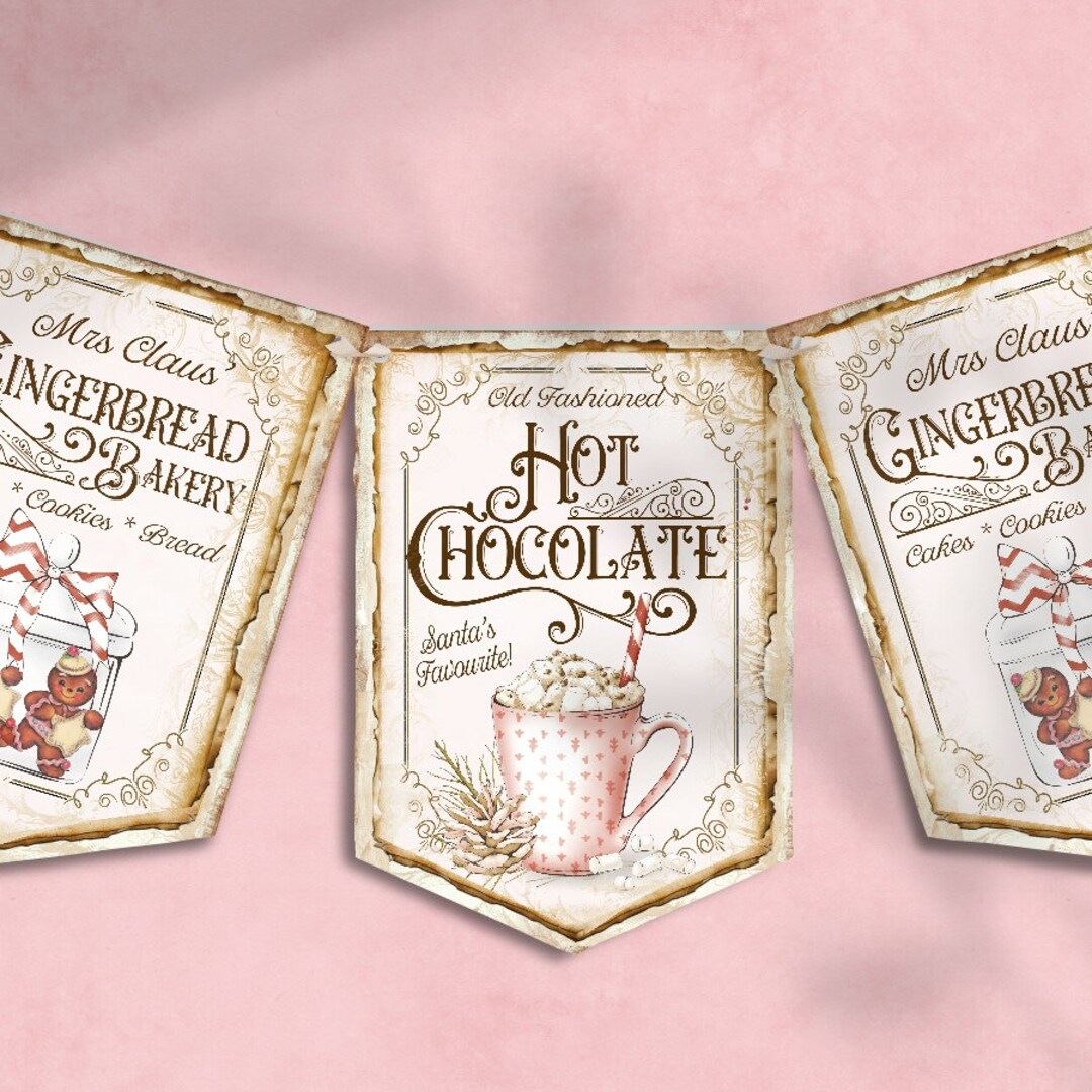 Mrs Claus Hot Chocolate Gingerbread Bakery Bunting Christmas - Etsy
