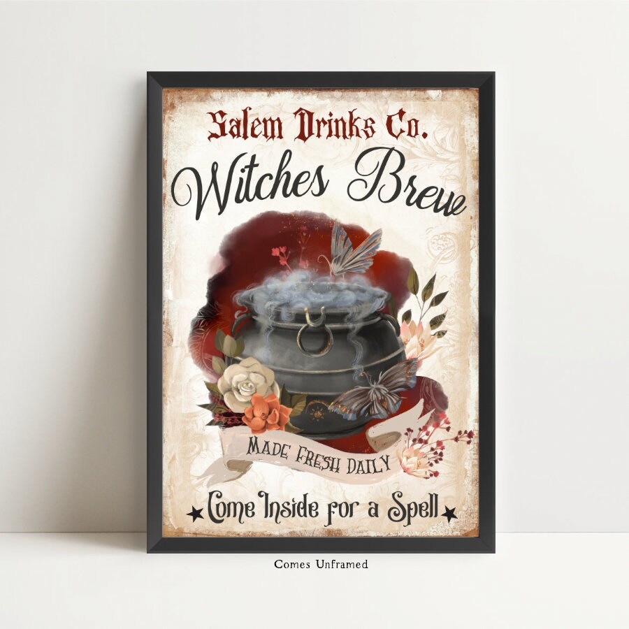 Witches Brew Sign Witch Sign Halloween Sign Retro - Etsy UK