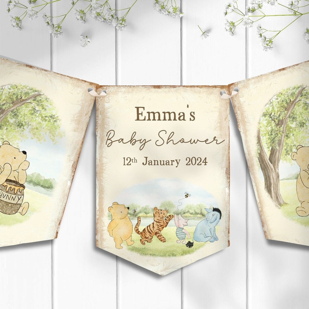 Personalised Winnie the Pooh Bunting, Pooh Bear Bunting, Birthday ...