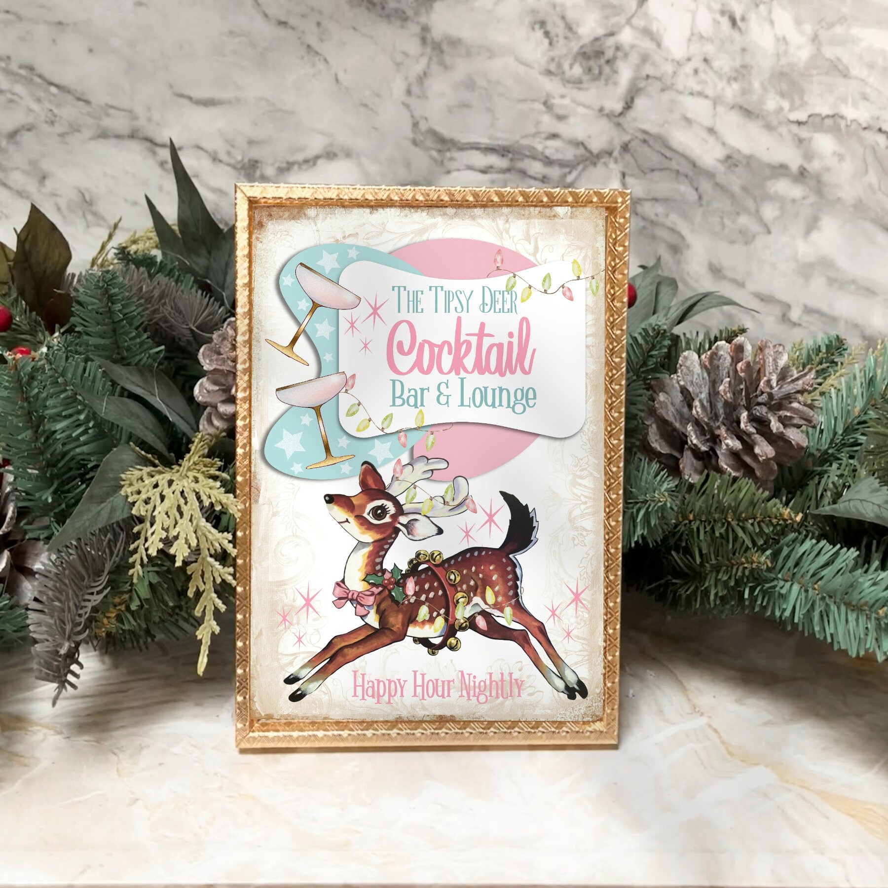Retro 50s Christmas Cocktail Bar Sign Home Bar Decor Drinks - Etsy