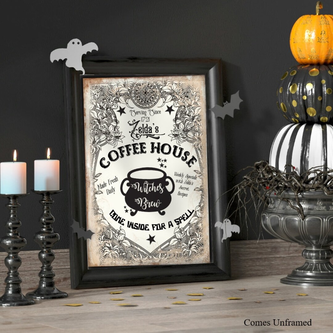 Witches Brew Print, Kitchen Wall Art, Coffee Sign, Halloween Sign ...