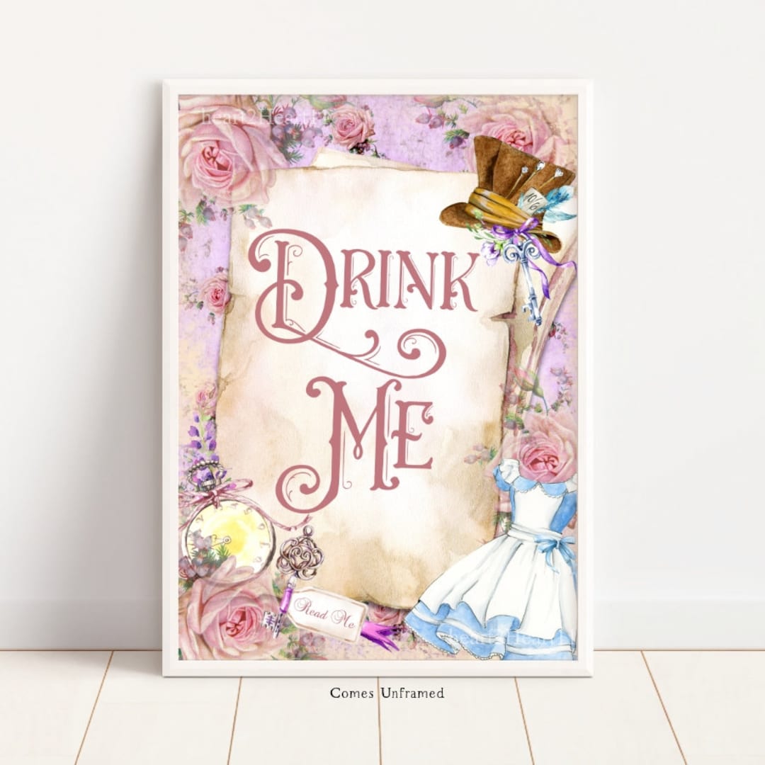 Alice in Wonderland Sign Drink Me Sign Tea Party Party - Etsy