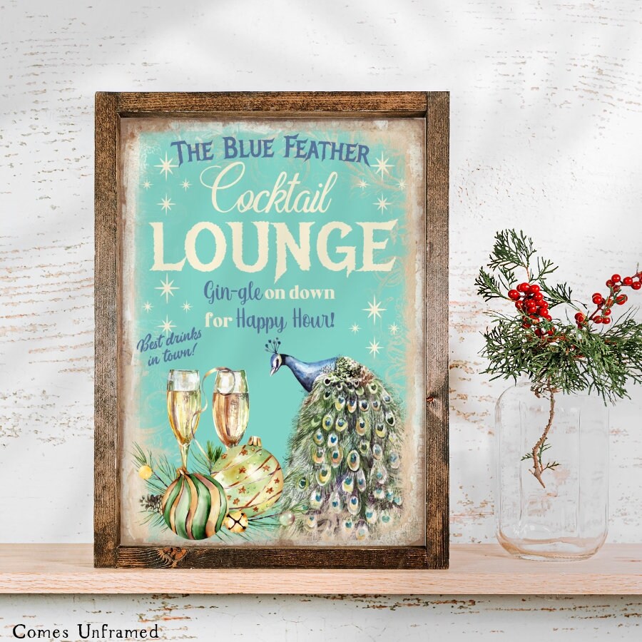 Christmas Peacock Cocktail Lounge Sign Decor Home Bar Drinks - Etsy UK