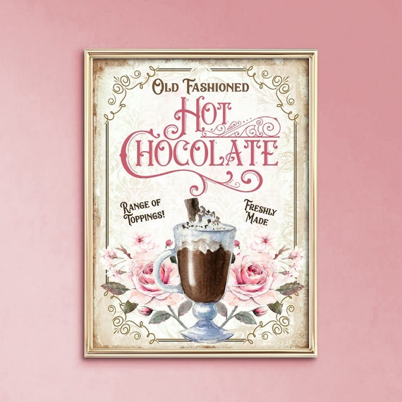 Hot Chocolate Sign Cocoa Sign Wall Decor Blush Pink Cocoa | Etsy