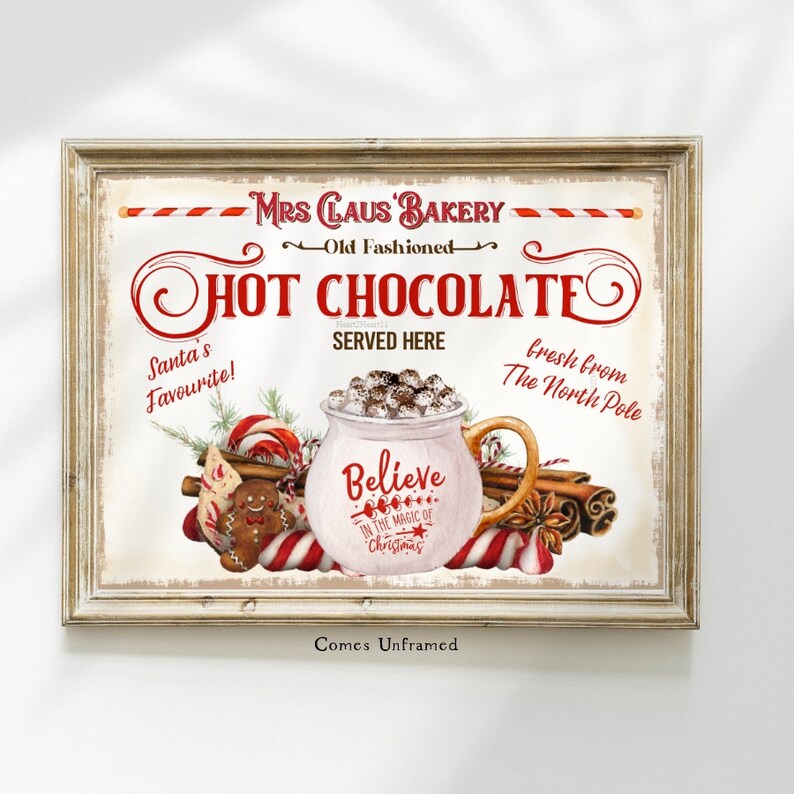 Mrs Claus' Bakery Hot Chocolate Sign Christmas Cocoa - Etsy