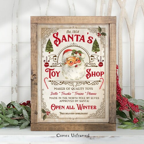 North Pole Santa's Toy Shop Sign Decoration Holiday - Etsy