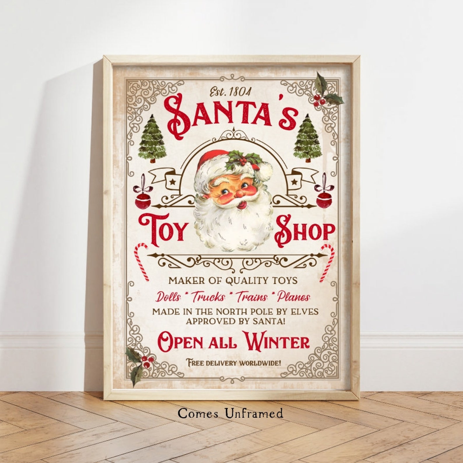 Retro Christmas Sign Santa's Toy Shop Sign Decoration - Etsy UK