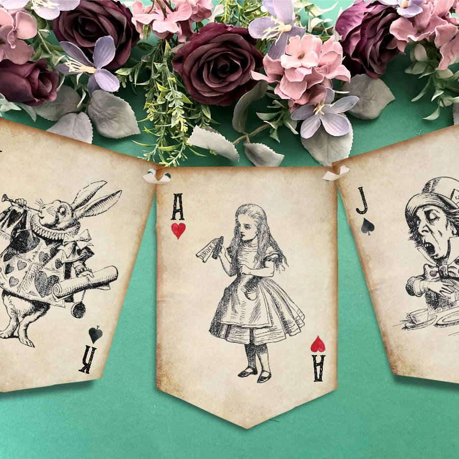 Alice in Wonderland Playing Card Bunting Wonderland Banner - Etsy UK