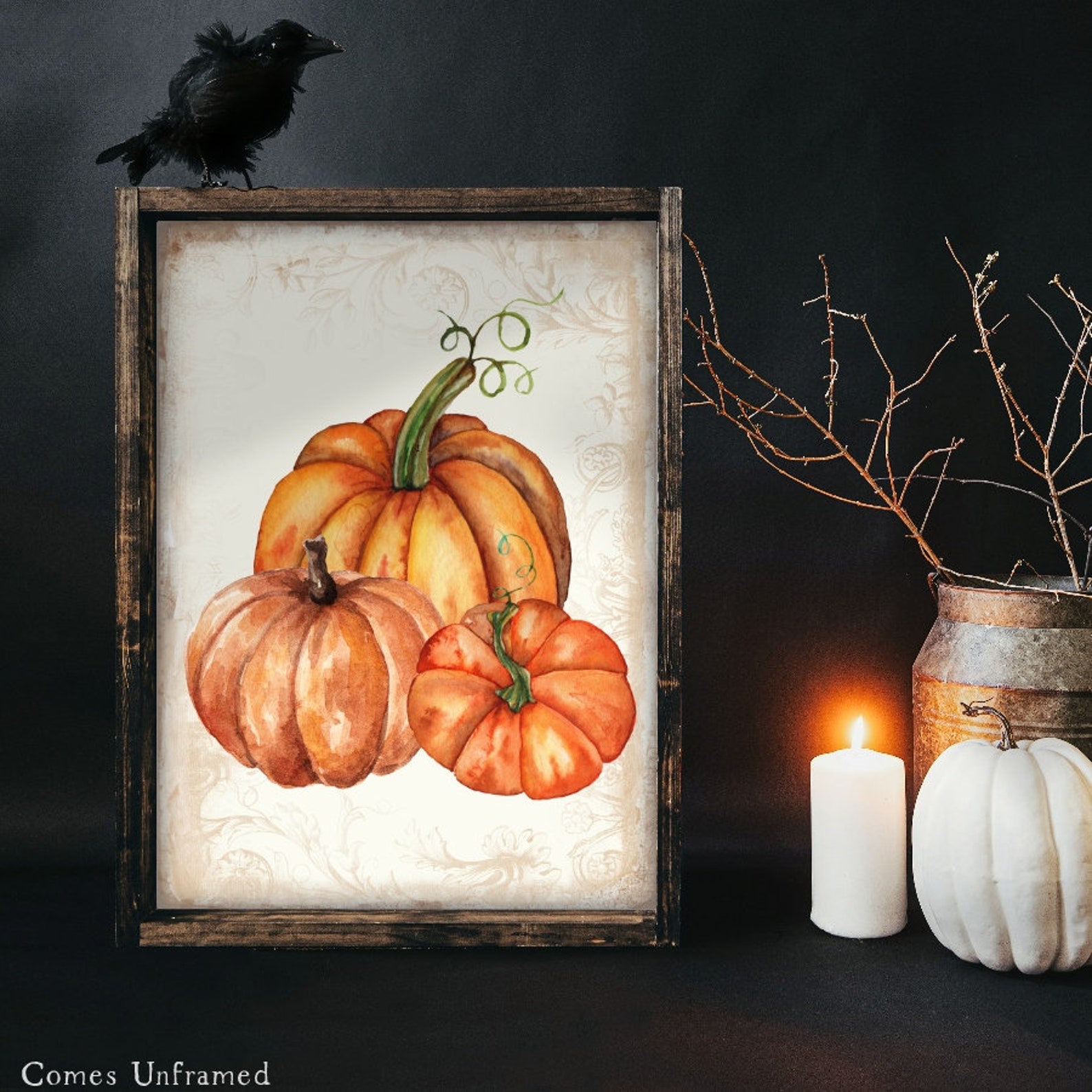 Pumpkin Print Autumn Sign A4 Halloween Fall Picture Home Decor - Etsy UK