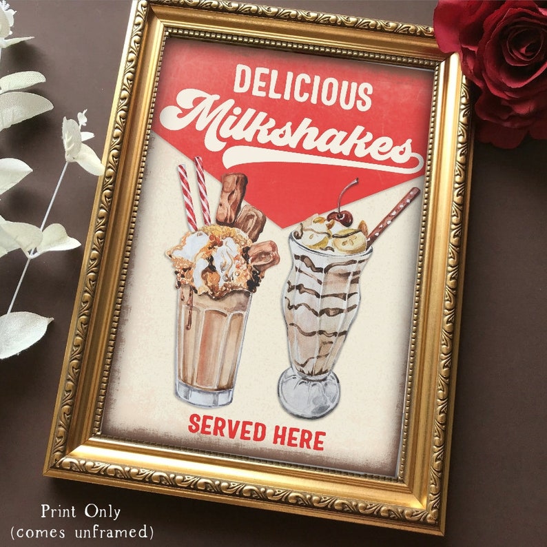 Retro Milkshake Sign Vintage Diner Sign Milkshake Sign | Etsy UK