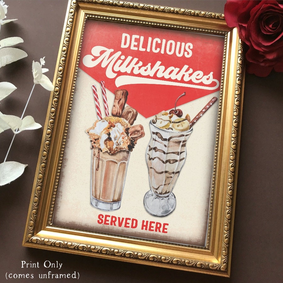 Retro Milkshake Sign Vintage Diner Sign Milkshake Sign - Etsy UK