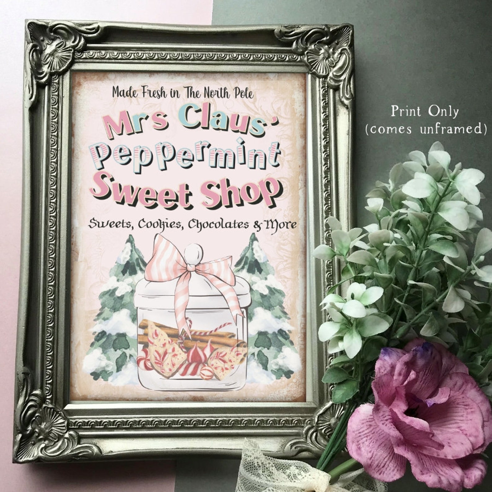 Pink Christmas Sweet Shop Sign Christmas Candy Canes Sign - Etsy UK