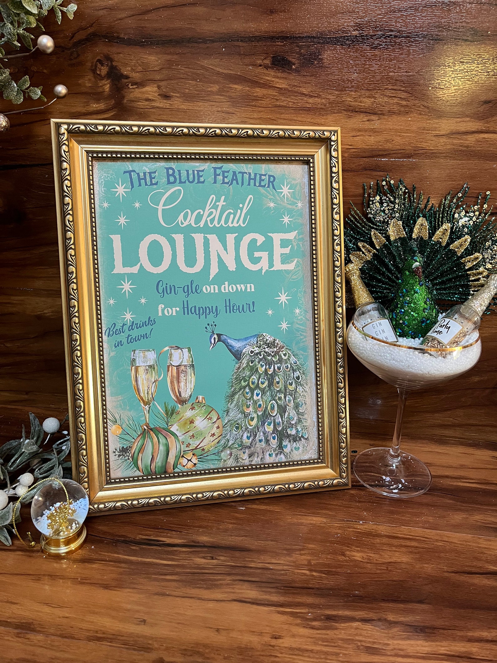Christmas Peacock Cocktail Lounge Sign Decor Home Bar Drinks - Etsy UK