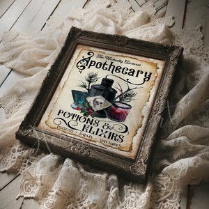 Halloween Apothecary Sign, Vintage Halloween, Potions & Elixirs Print ...