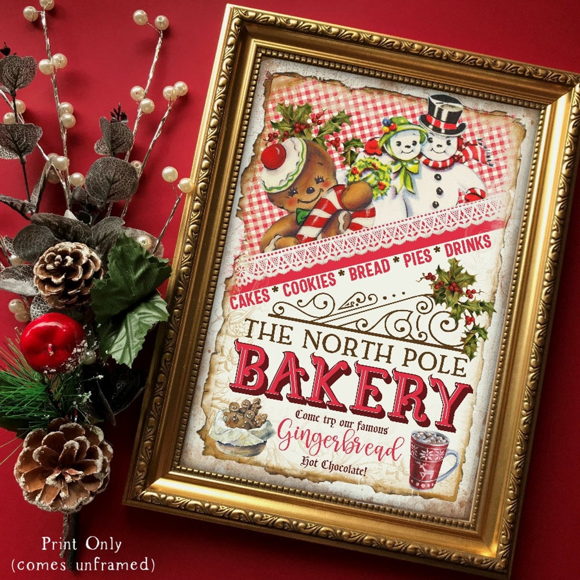 North Pole Bakery Sign Wall Decor Gingerbread Sign Holiday Etsy Uk