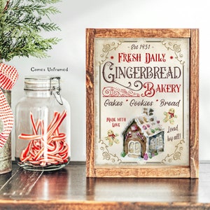 Gingerbread Bakery Sign, Wall Decor, Gingerbread Sign, Holiday Print ...