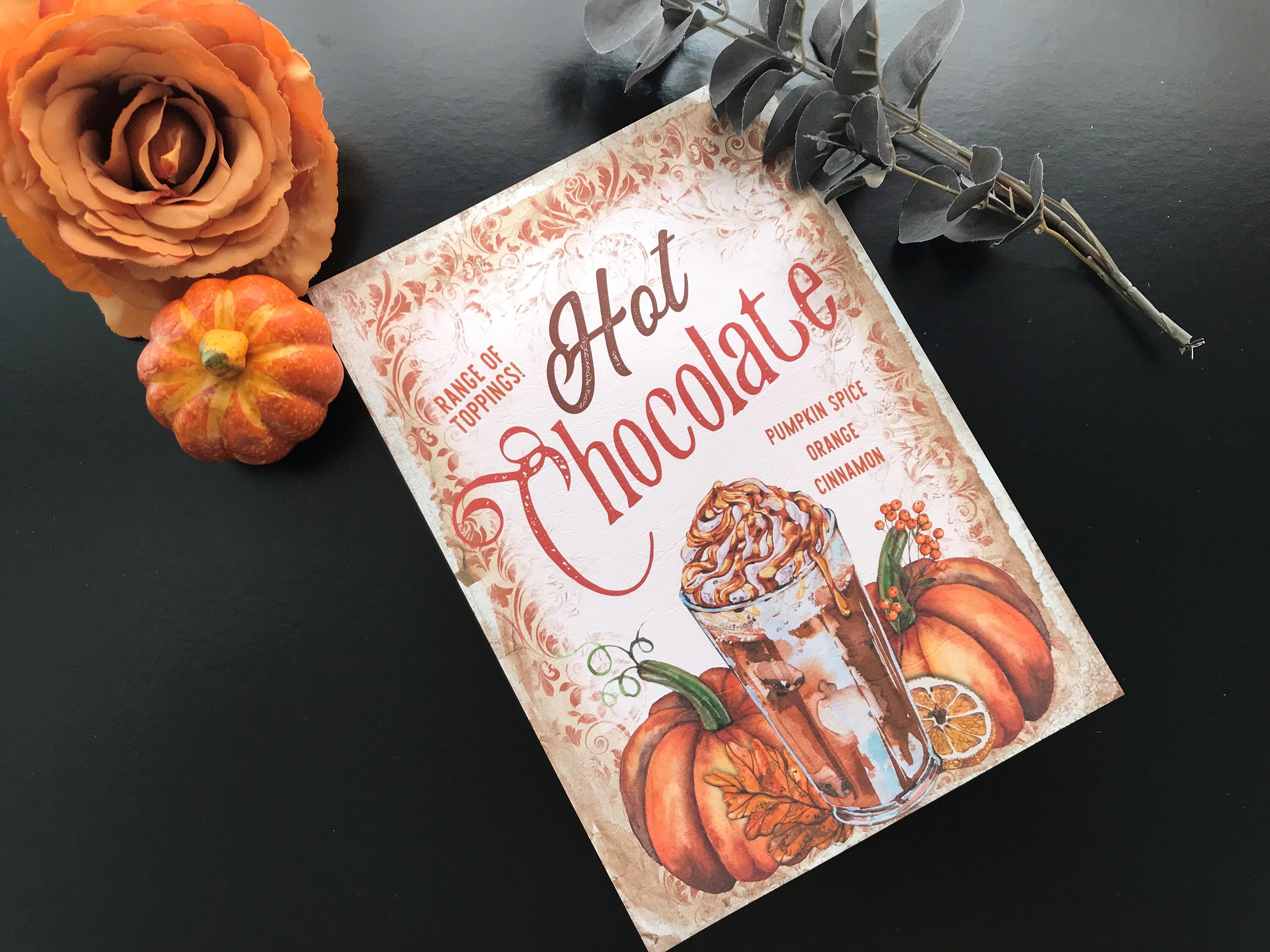 Autumn Hot Chocolate Sign Hot Cocoa Sign Wall Decor Fall | Etsy