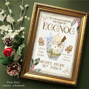 Retro Eggnog Sign Christmas Wall Decor Holiday Print - Etsy UK