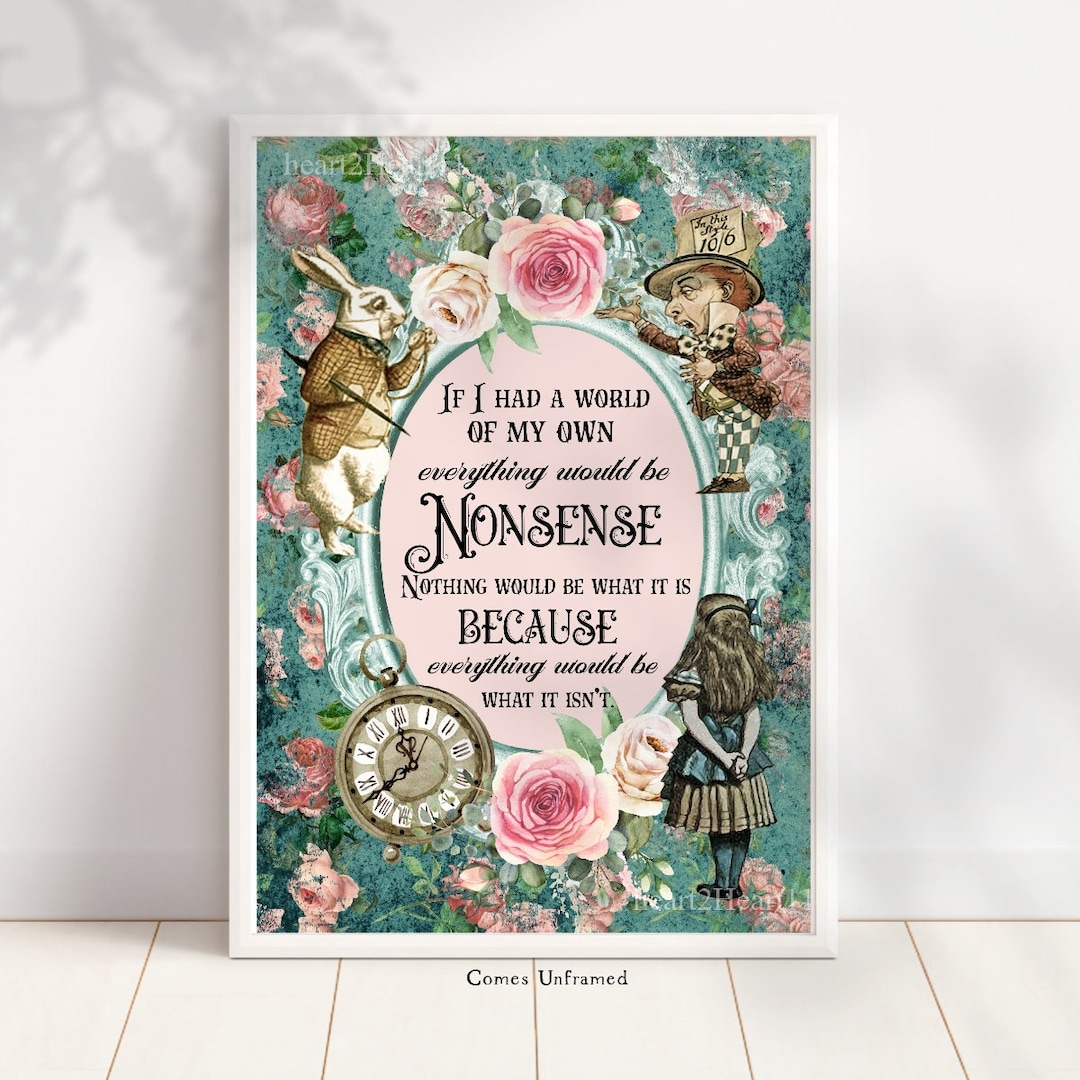 Alice in Wonderland Print World of My Own Quote Book Print - Etsy