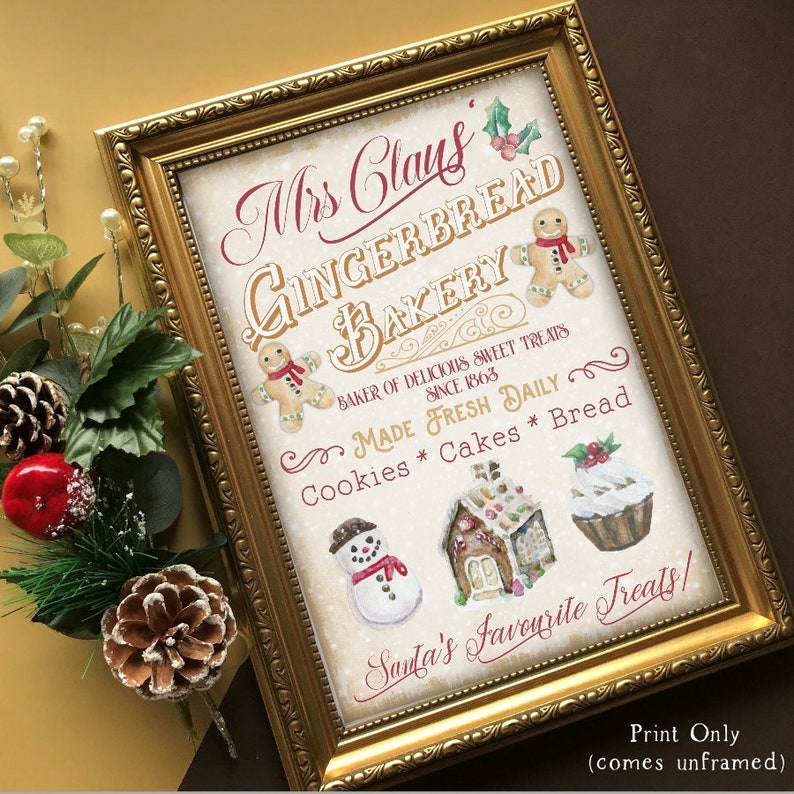 Mrs Claus' Bakery Sign Wall Decor Gingerbread Cookies - Etsy