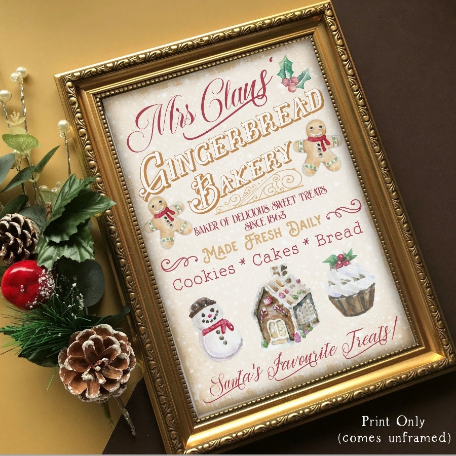 Mrs Claus' Bakery Sign Wall Decor Gingerbread Cookies - Etsy