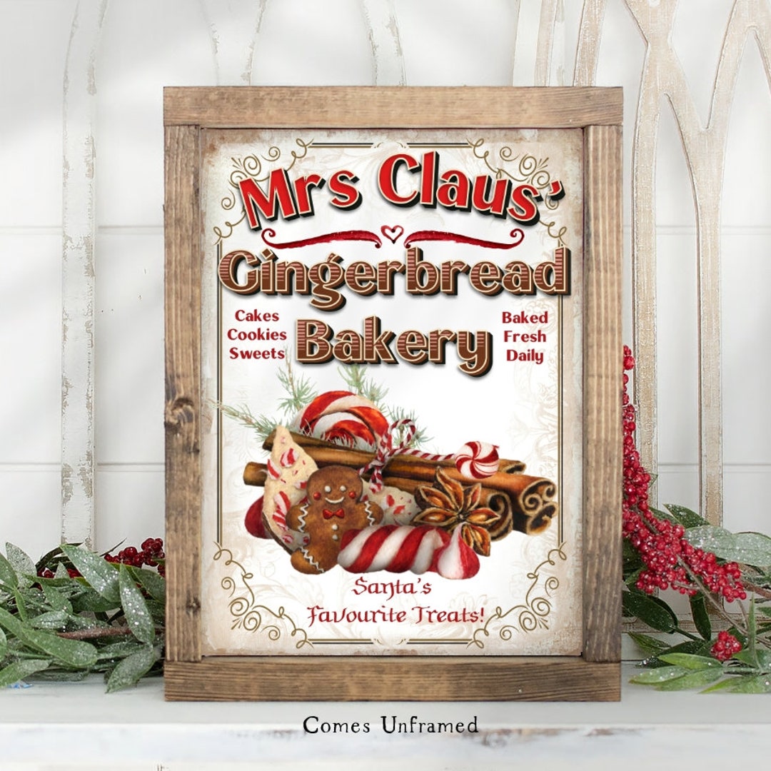 Retro Gingerbread Bakery Sign Wall Decor Gingerbread Sign - Etsy