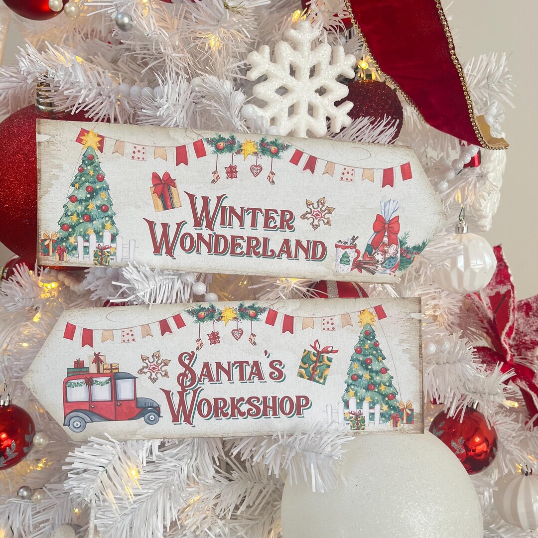 Christmas Arrow Signs, Christmas Tree Decoration, Tree Decor, Santa's ...