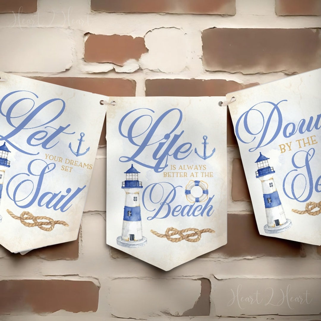 Nautical Bunting, Beach Quote Banner, Beach Bunting, Party Decoration ...