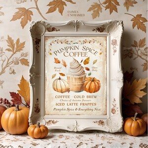 Pumpkin Spice Coffee Print, Autumn Wall Art, Autumnal Decor, Pumpkin ...