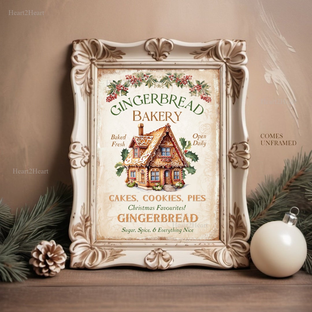 Christmas Gingerbread Bakery Sign, Gingerbread House Sign, Holiday ...
