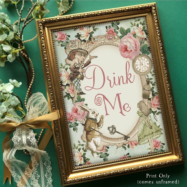 Alice in Wonderland Sign Drink Me Sign Onederland Tea Party - Etsy UK