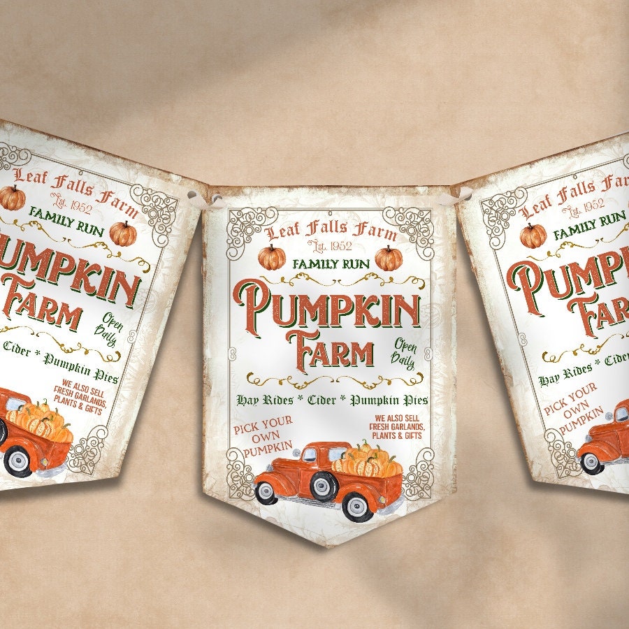 Pumpkin Farm Banner Farmhouse Pumpkin Bunting Halloween - Etsy
