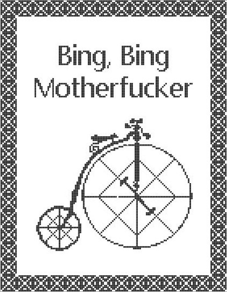 Bing Bing Motherfuc*er Vintage Bicycle Funny Cross Stitch Pattern - Etsy