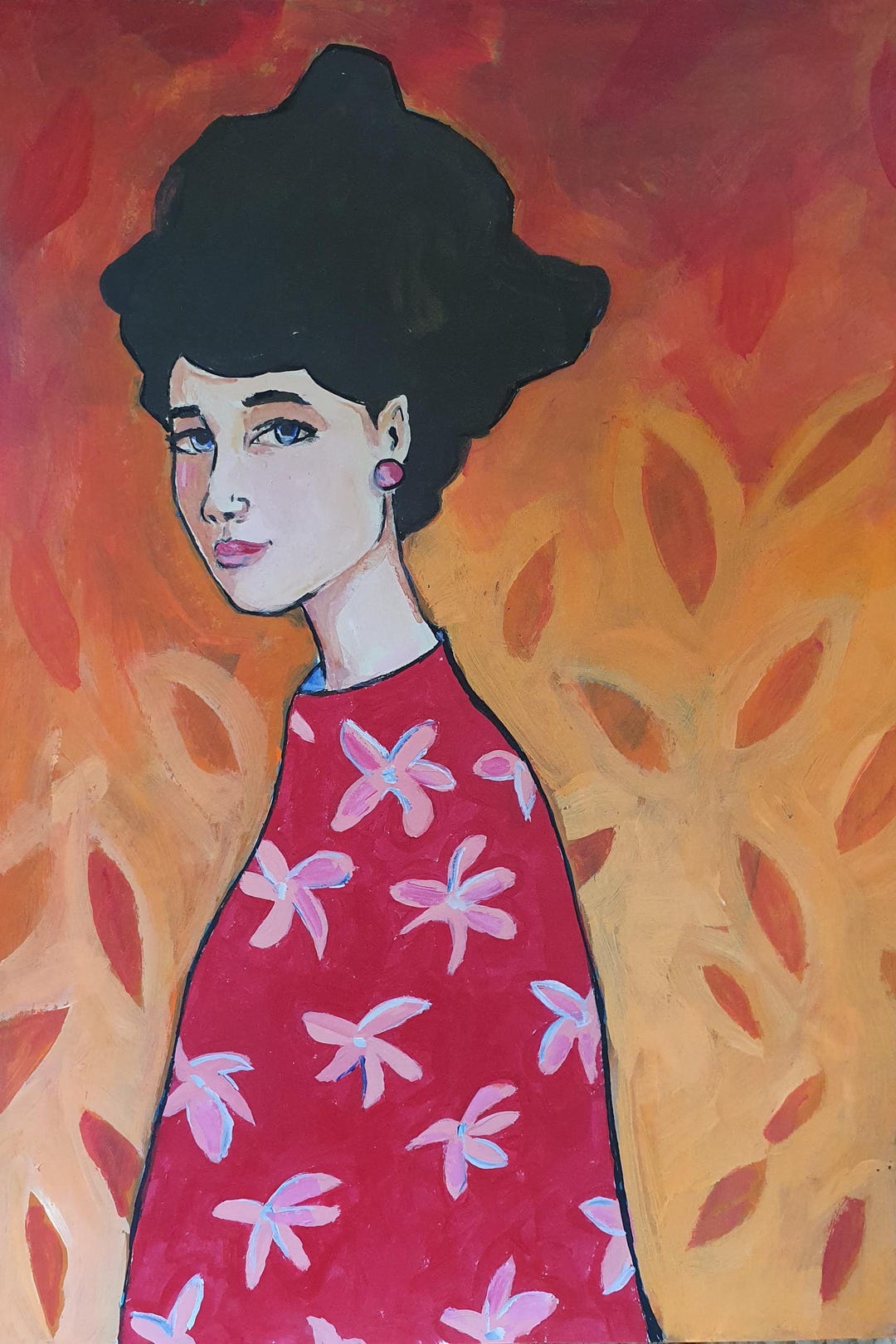 Fire Girl. Print of Handmade Acrylic Painting, Portrait of Woman, A3 ...