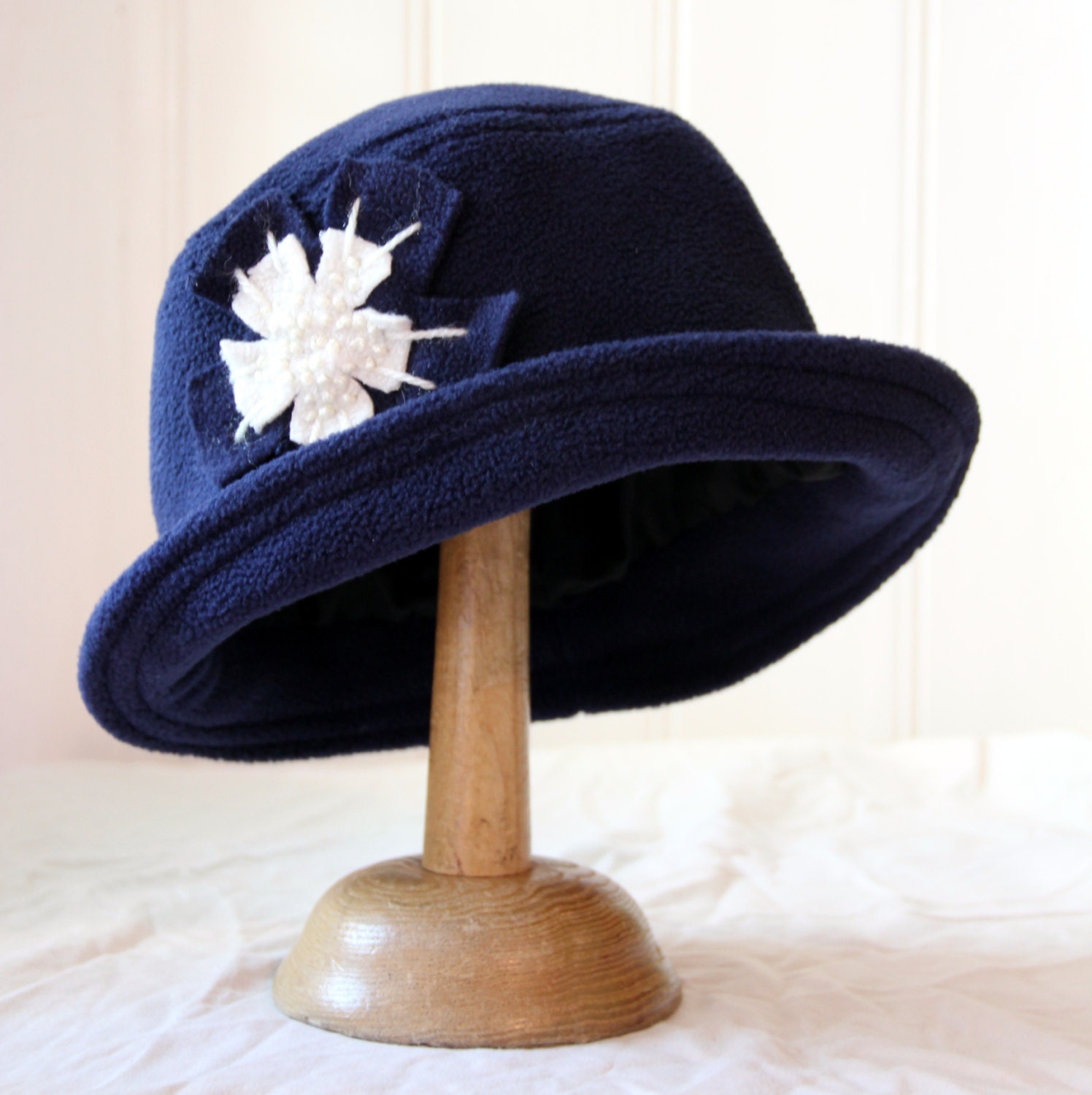 Navy Blue Cloche Hat Dark Blue Fleece Hat Navy Winter Cloche - Etsy