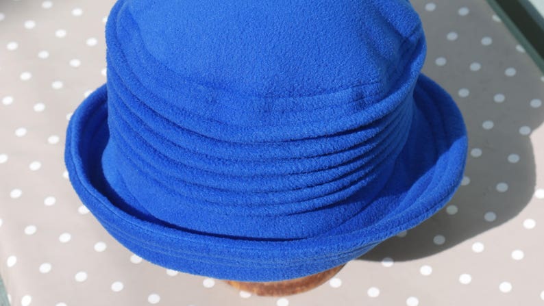 Royal Blue Fleece Cloche Hat, Bright Blue Fleece Hat, Colbalt Winter ...