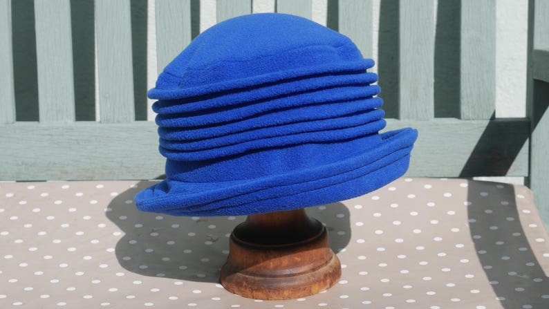 Royal Blue Fleece Cloche Hat, Bright Blue Fleece Hat, Colbalt Winter ...