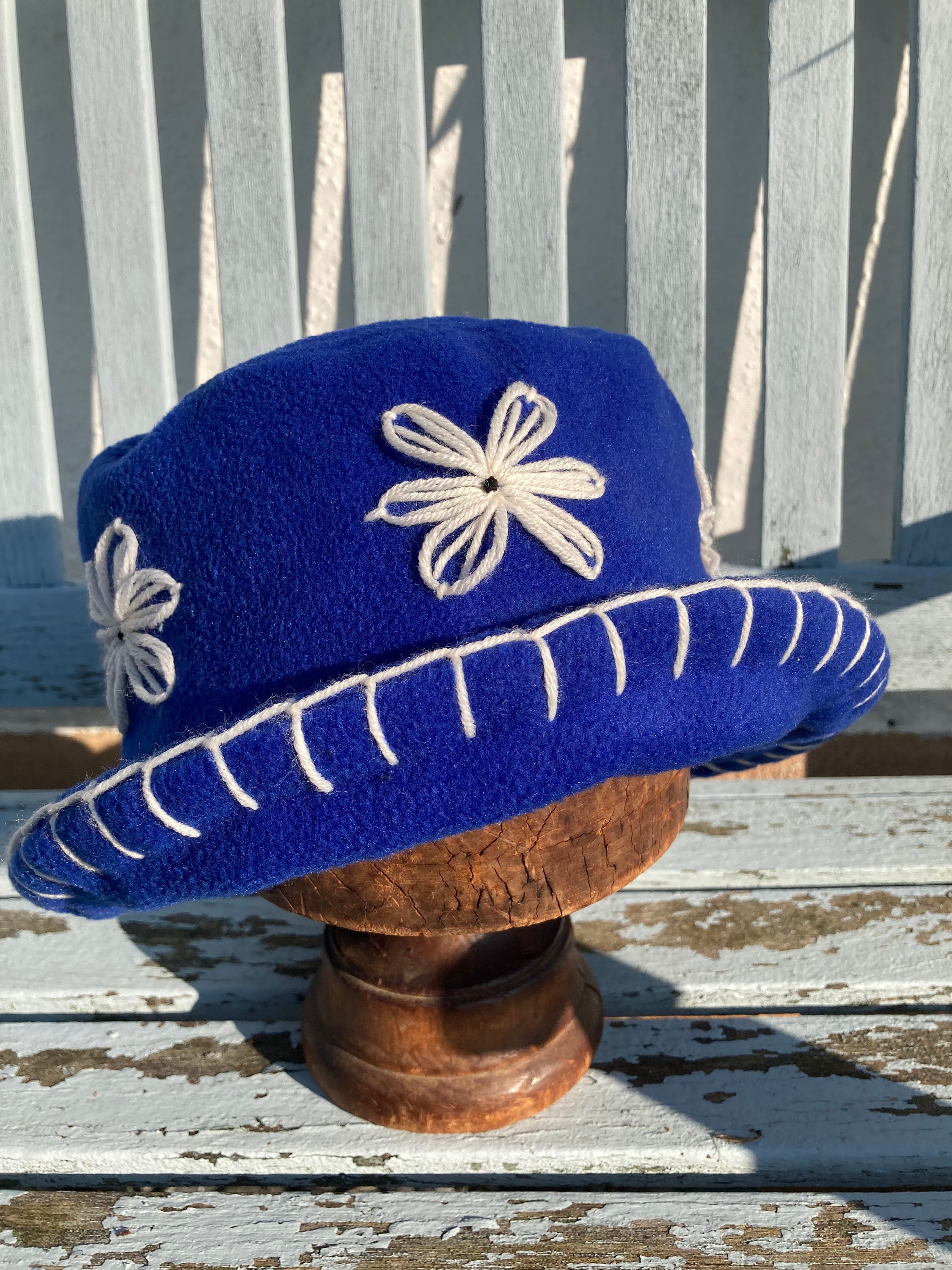 Royal Blue Fleece Hat Cobalt Blue Winter Cloche Bright Blue - Etsy