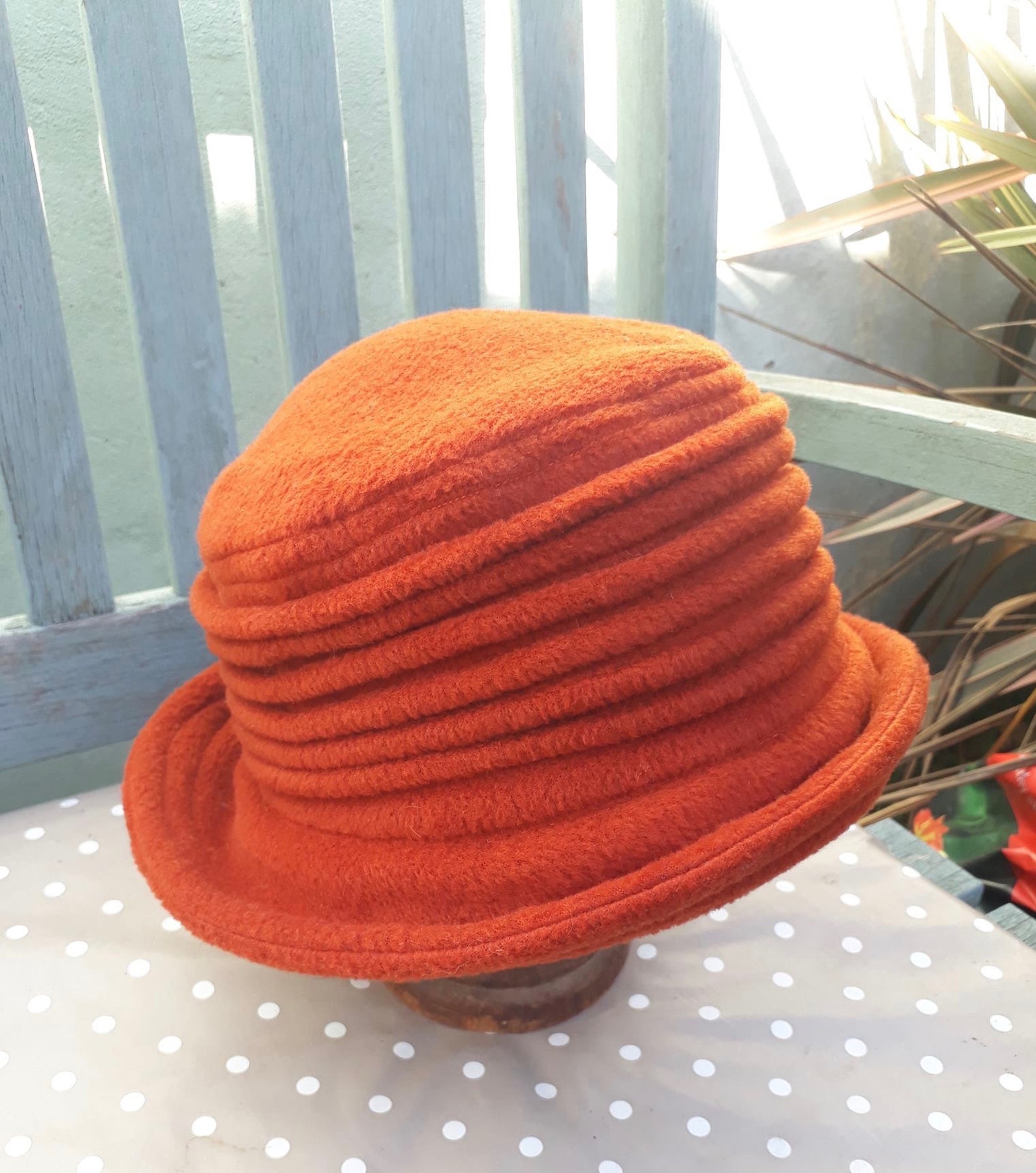 Burnt Orange Fleece Cloche Hat, Warm Winter Hat - Etsy